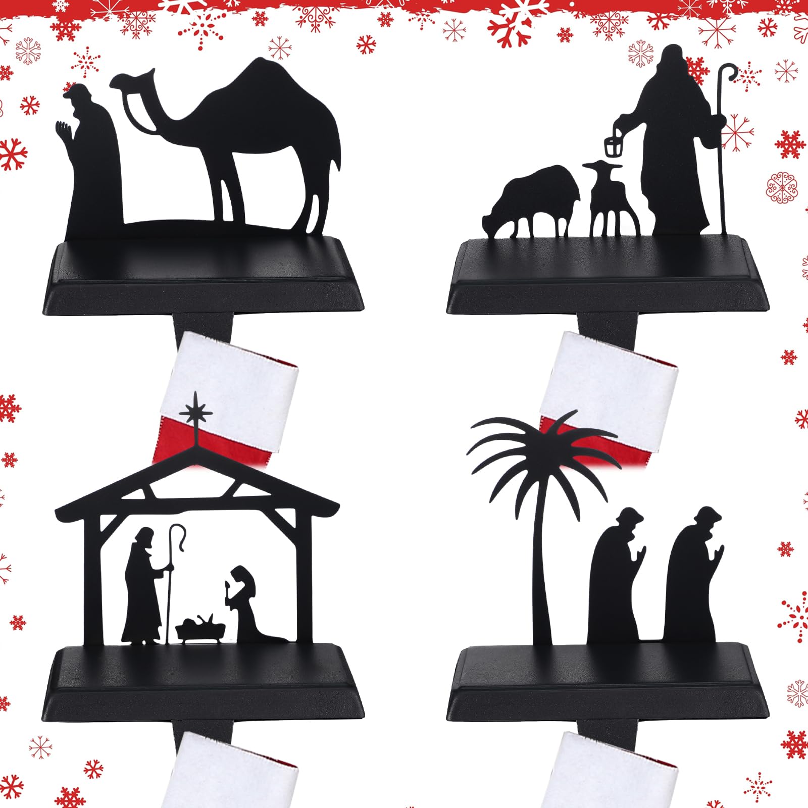 Amazon.com: Cinnvoice Set of 4 Christmas Stocking Holders Mantel ...