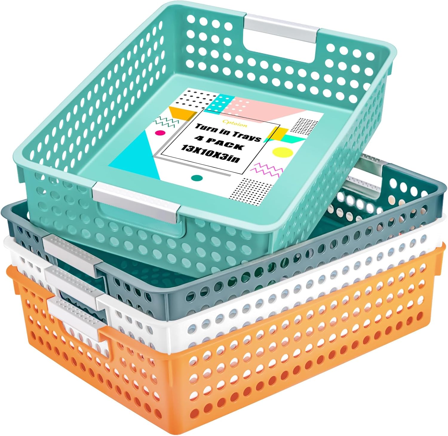 Amazon.com: Cptoion Turn in Trays Classroom,4 Pack Paper Trays for ...