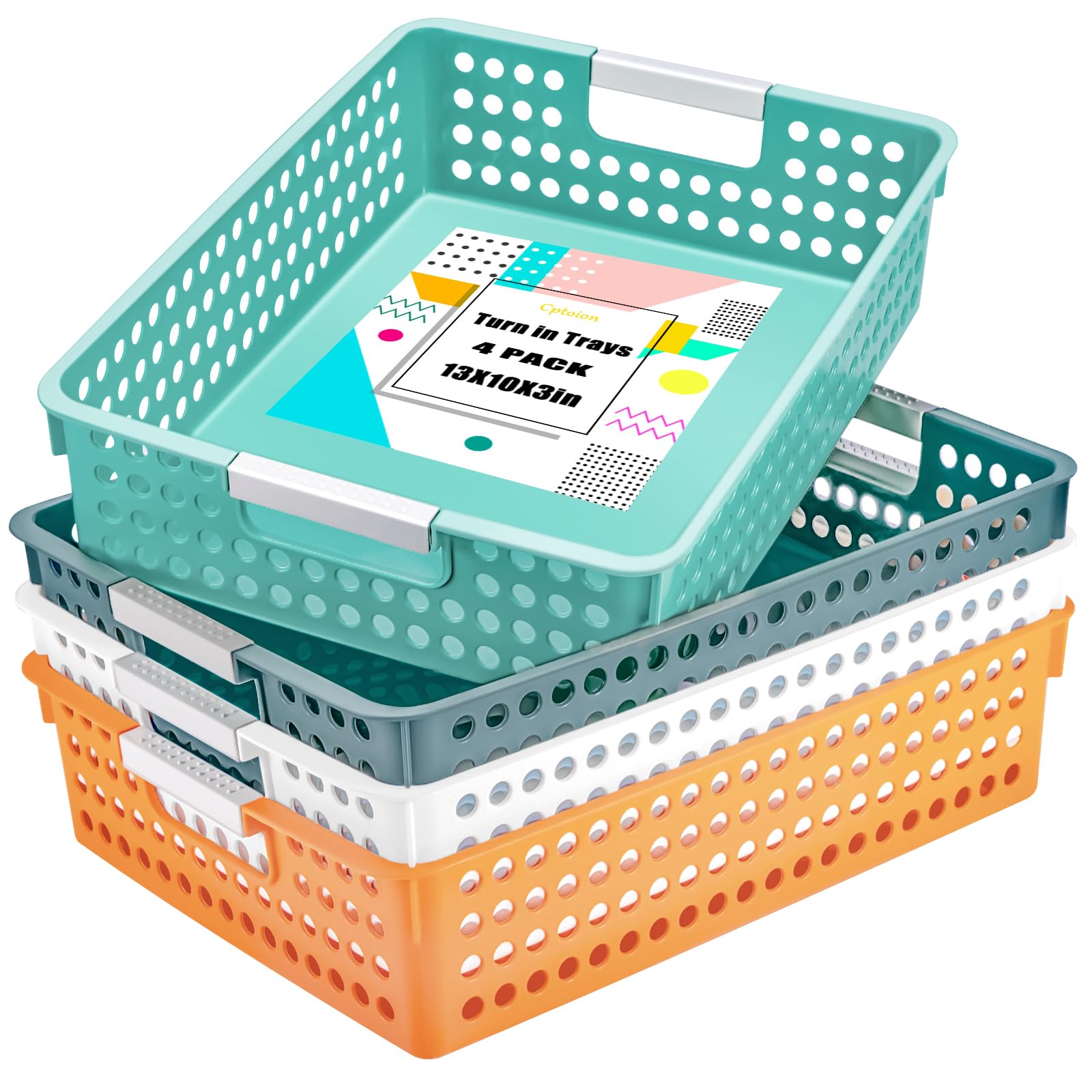Amazon.com: Cptoion Turn in Trays Classroom,4 Pack Paper Trays for ...