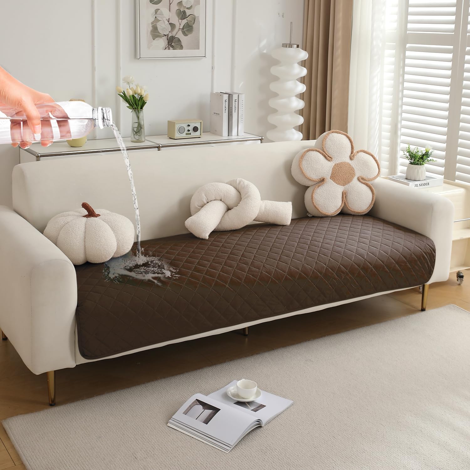 HOKIPO Waterproof + Anti-Slip + Quick Dry Sofa Seat Mats, Brown ...