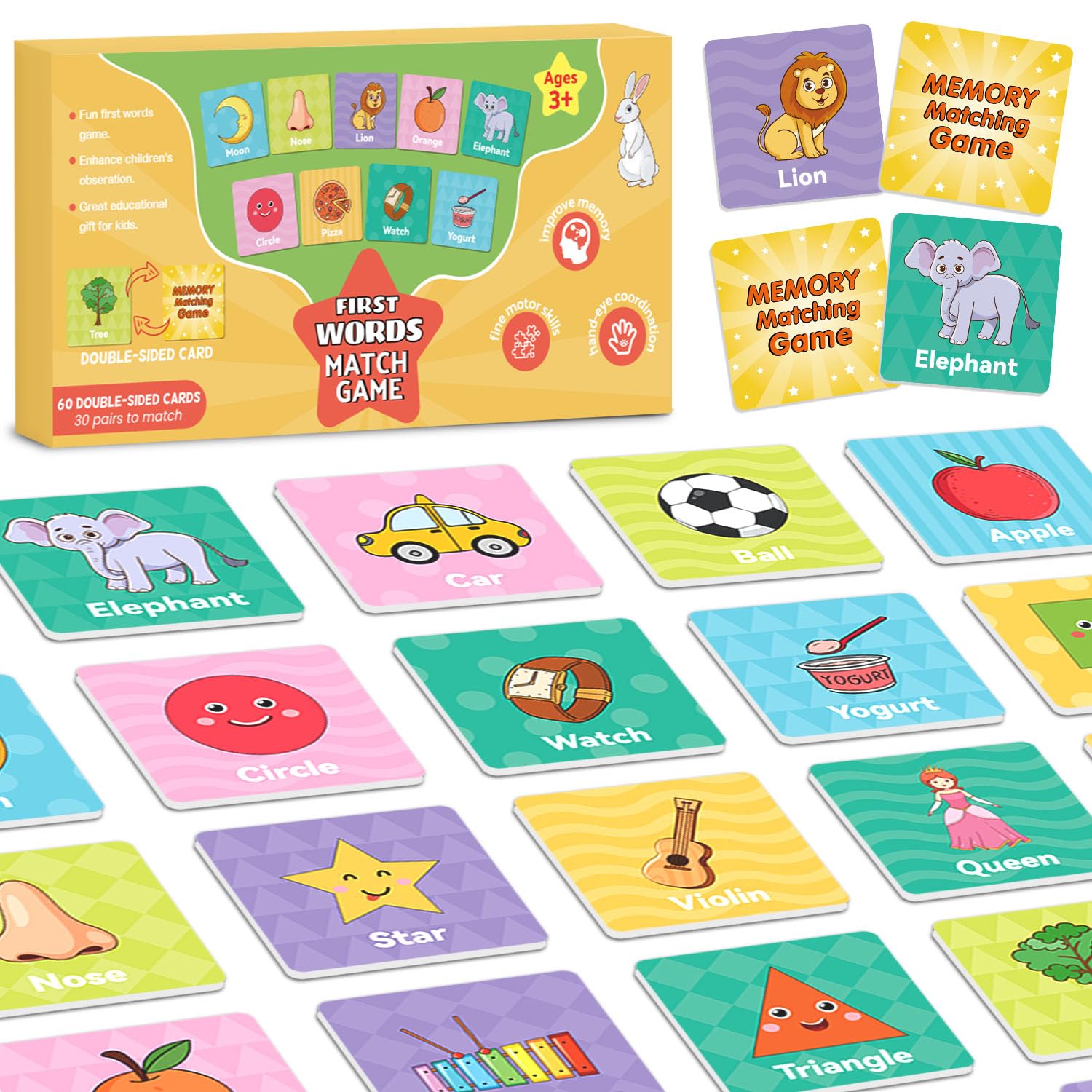 Amazon.com: First Words Flashcards-Memory Game, Memory Games for Kids ...