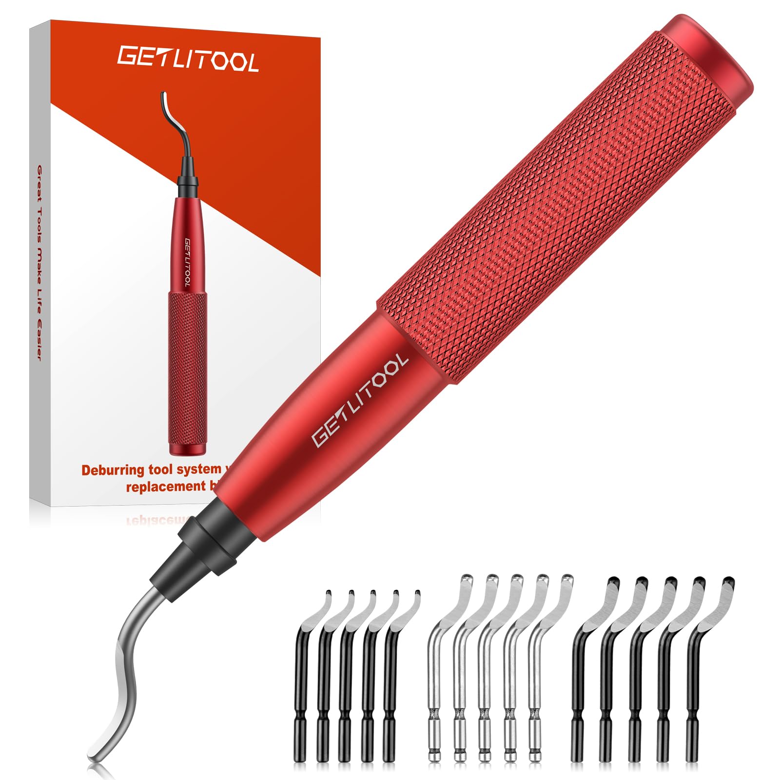GETLITOOL Deburring Tool with 15 High Speed Steel Blades, 360°Rotatable ...