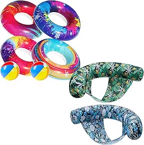 Amazon.com: 6Pcs Pool Floats with Beach Balls, Inflatable Swimming ...