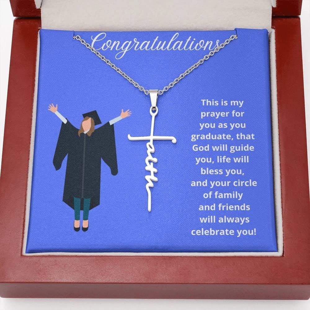 Amazon.com: Faith Cross Necklace, Graduation Gifts, High School Grad ...