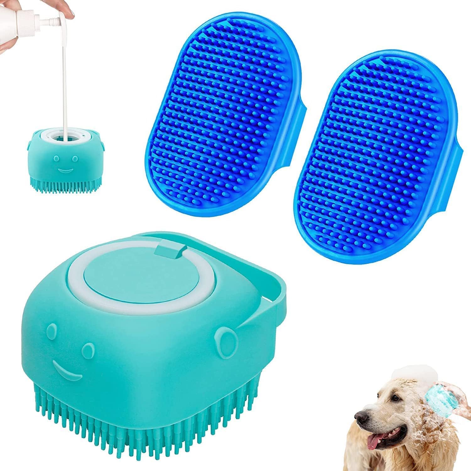 Amazon.com: Getlaxme 3pcs Dog Soap Scrubber Dog Washing Brush Dog ...