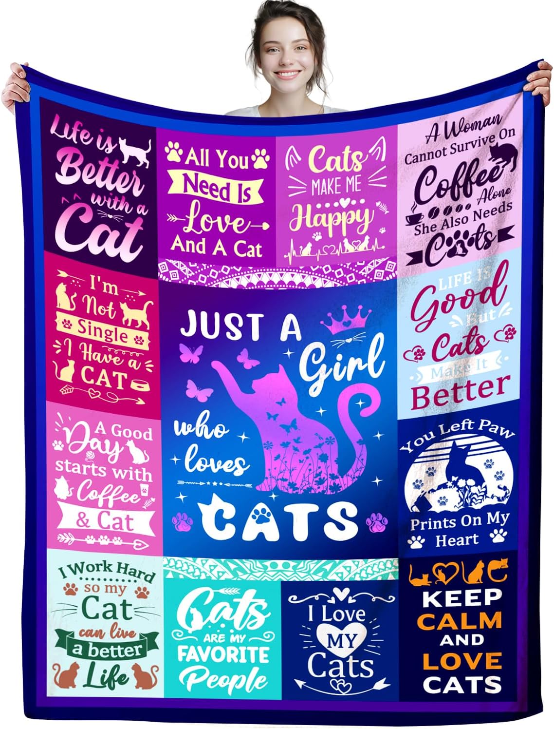 Amazon.com: Cute Cat Blankets for Cat Lovers,3D Prind Pet Kitten ...