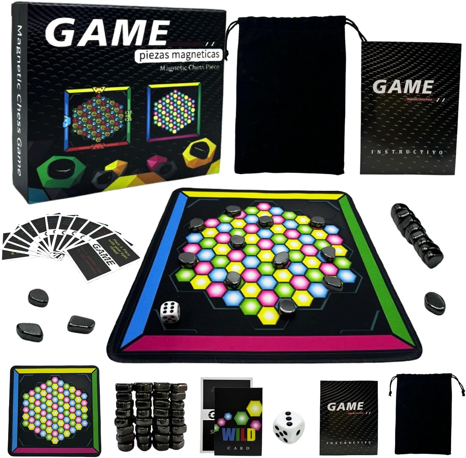 Magnetic Chess Game, 32 Magnetic Pieces, Portable Magnet Board Game Set ...