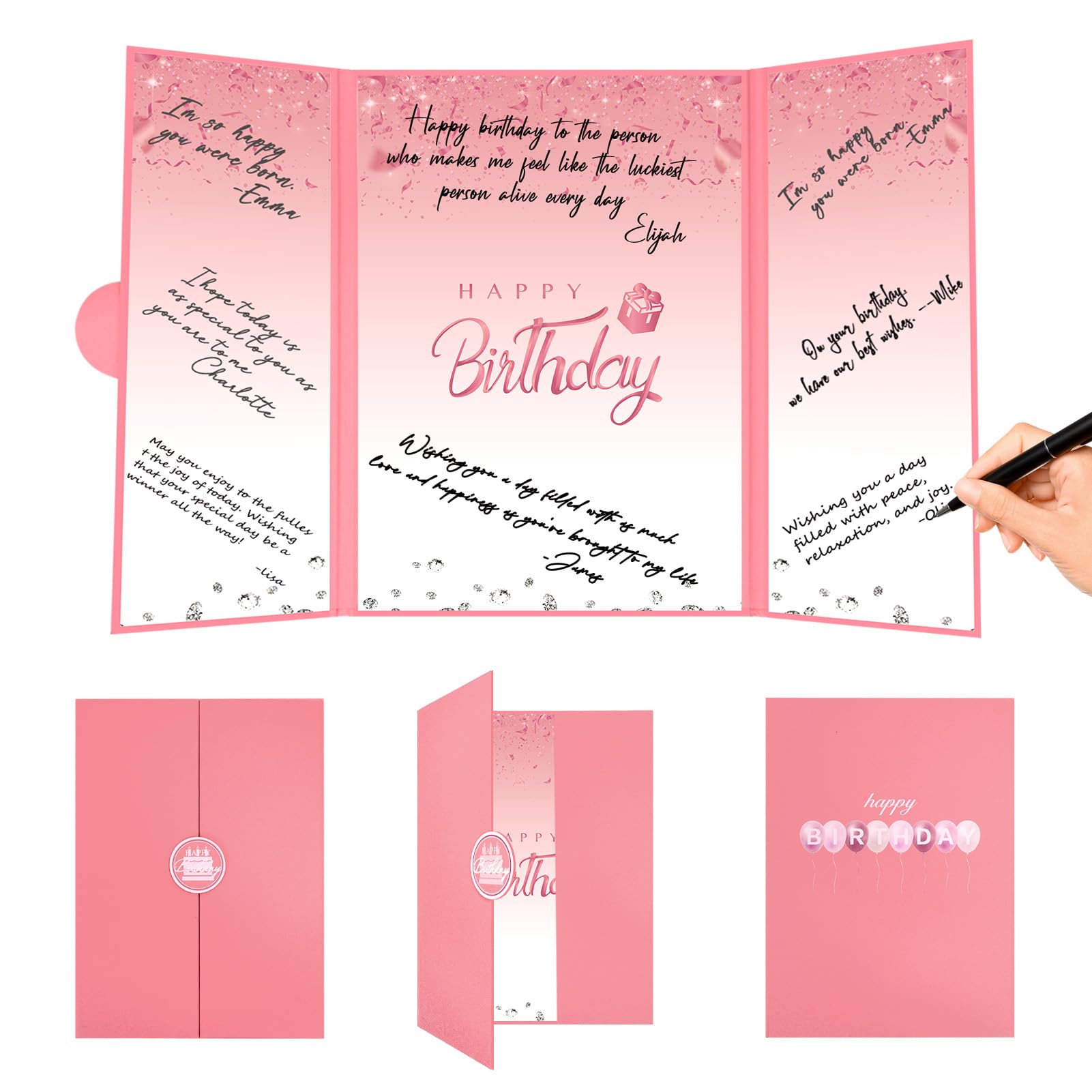 Amazon.com: Crenics Pink Happy Birthday Decorations, Creative Birthday ...