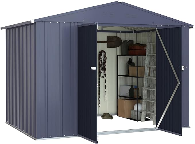 Amazon.com : MUPATER 6 x 8 FT Outdoor Storage Shed, Galvanized Metal ...