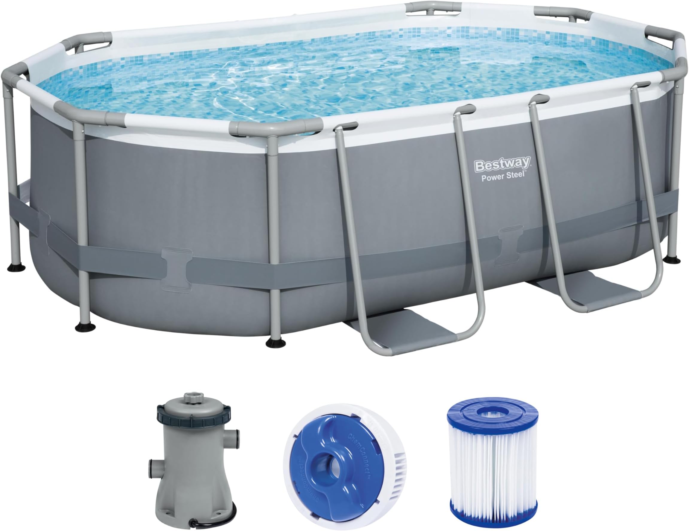 Amazon.com: Bestway Power Steel Frame Pool Set with Filter Pump for ...