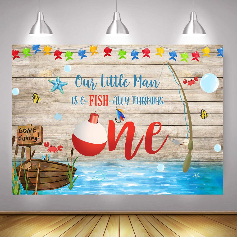 Sage Green Birthday Decorations O Fish Ally One Birthday Backdrop - 5x3 ...