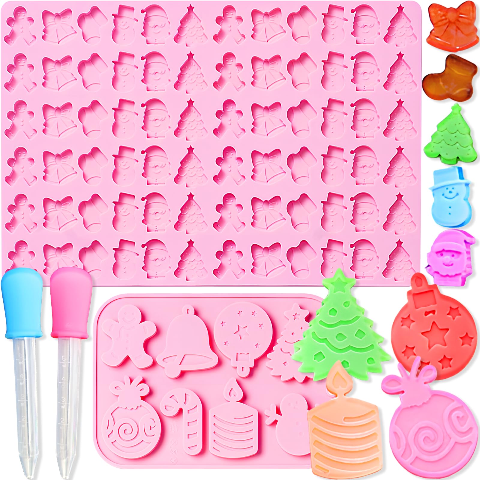 Amazon.com: Christmas silicone molds 72 Cavities Christmas Candy Molds ...