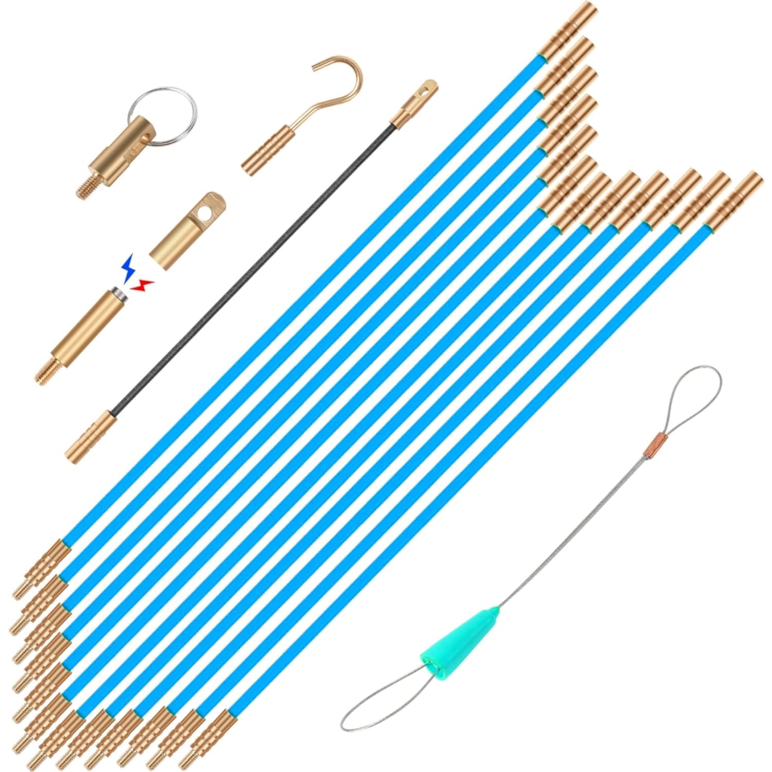 GURADESIGN 16.8FT Fiberglass Running Electrical Wire Cable Glow Rods ...