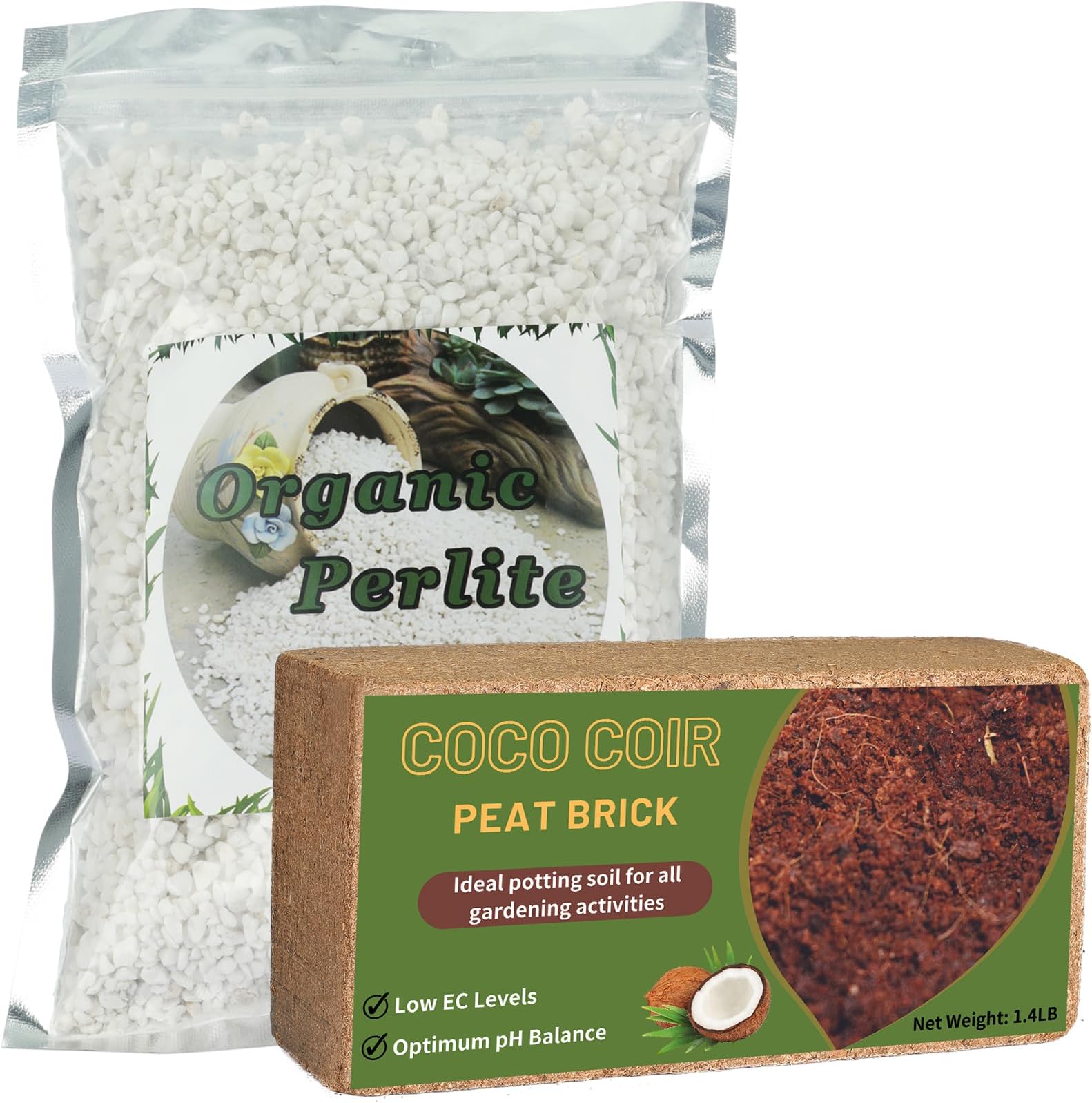 Amazon.com : coco coir (1 pc) and perlite (1 qt) : Patio, Lawn & Garden