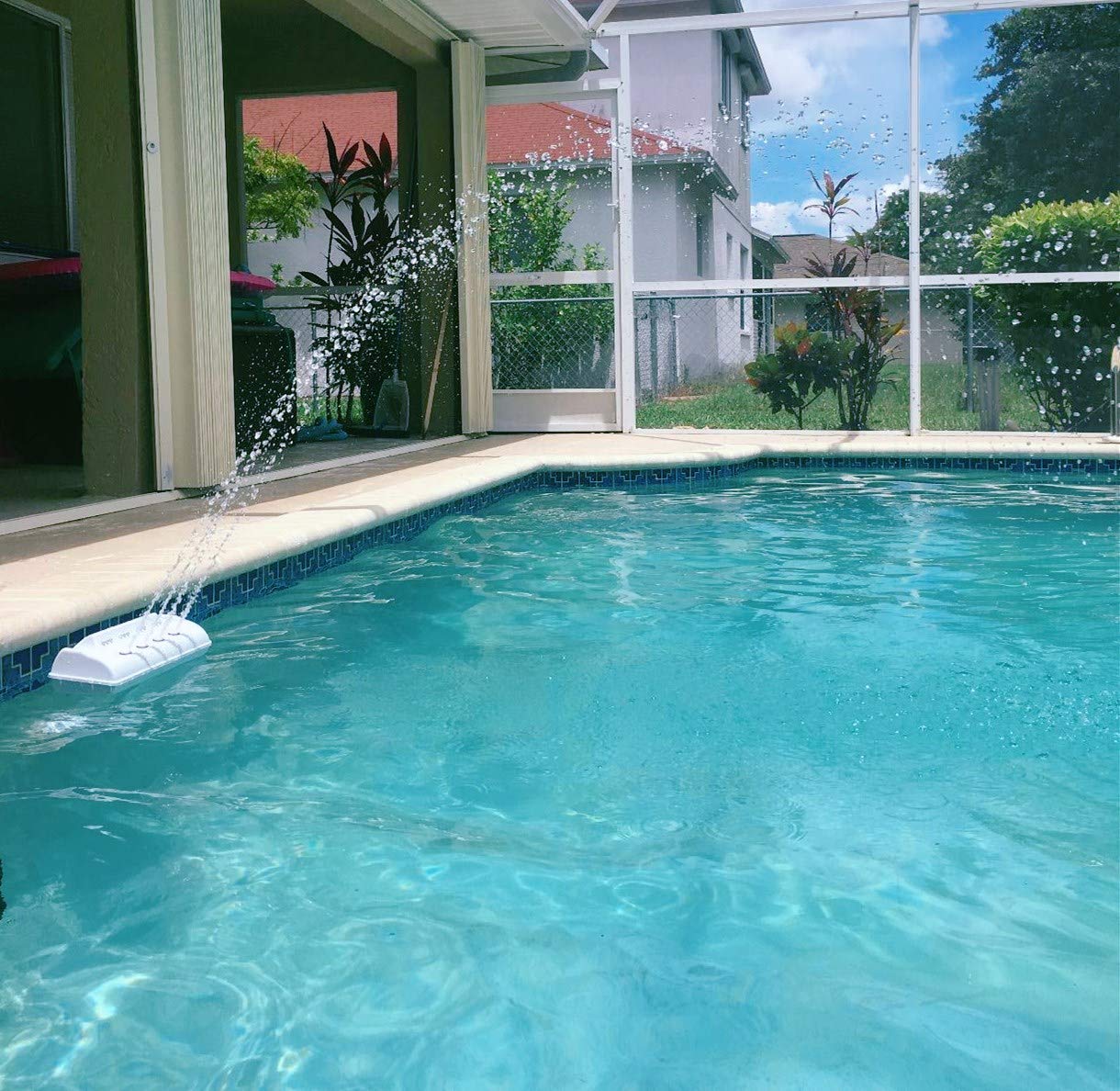 Amazon.com: Gecheer Cascade Waterfall Swimming Pool Fountain with LED ...