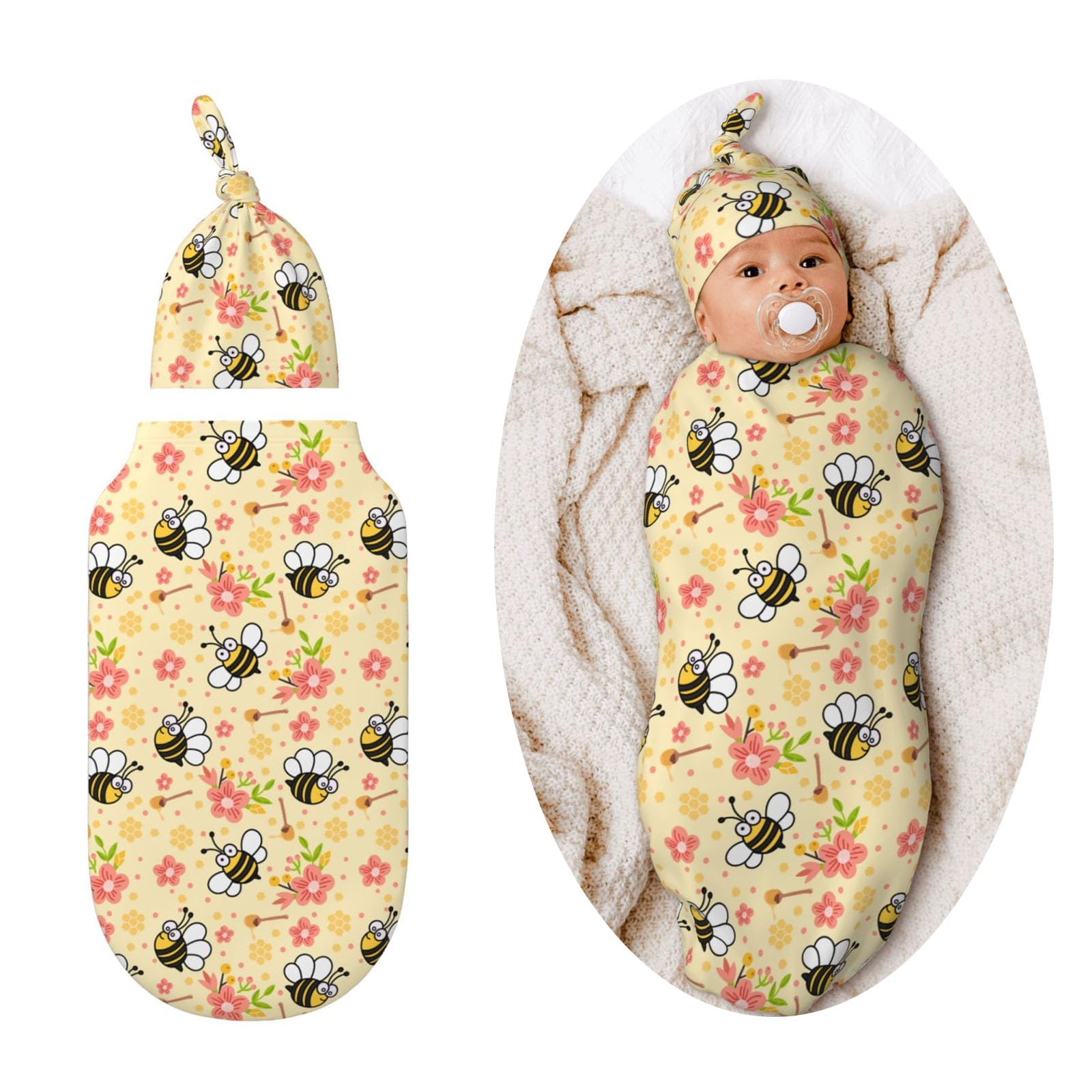Amazon.com: Bees Swaddle Blankets Newborn Receiving Blanket Baby ...