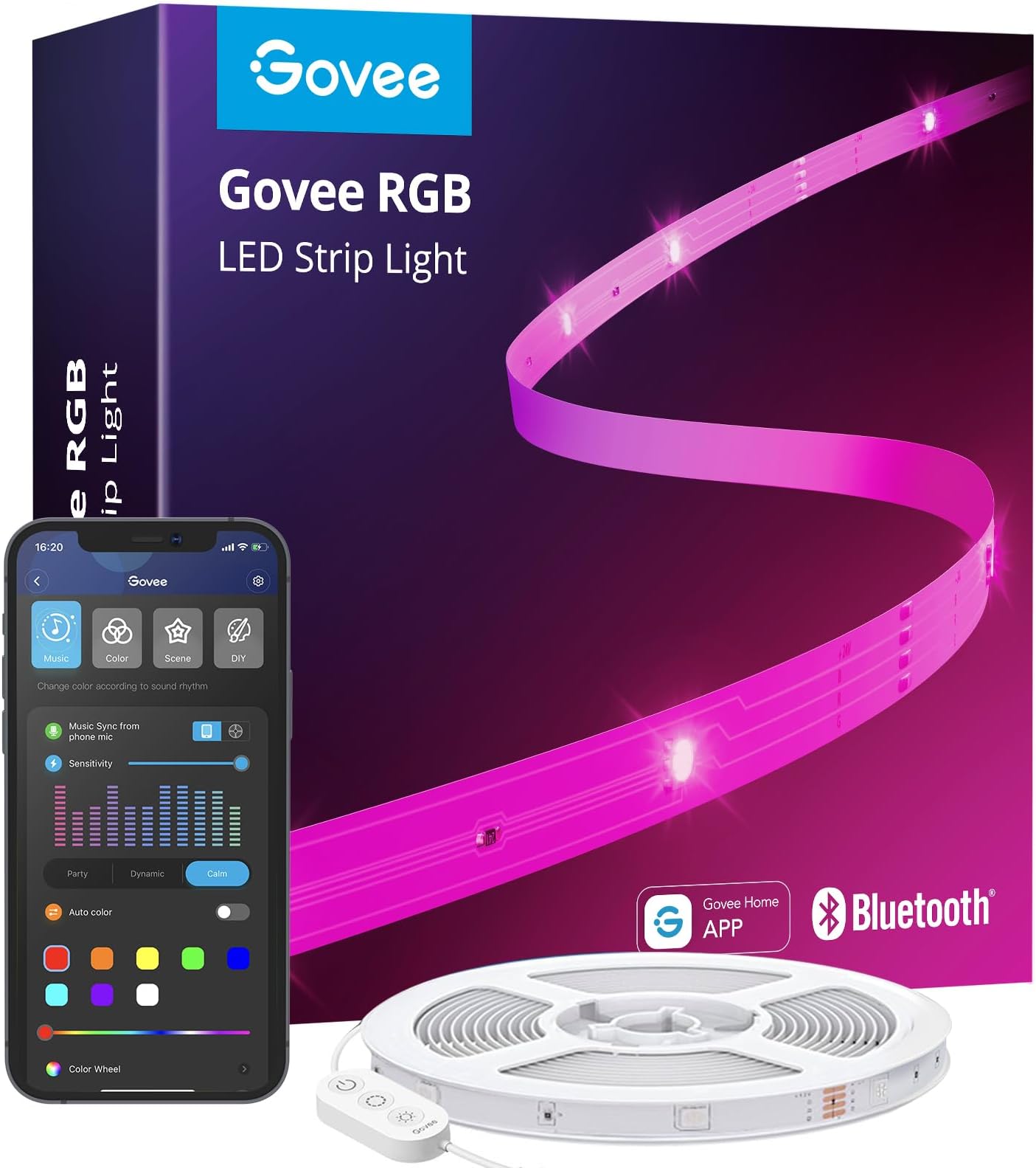 Govee Ruban LED Chambre 30m, RGB Bande LED avec Contrôle App Bluetooth, 64 Modes de Scène et ...