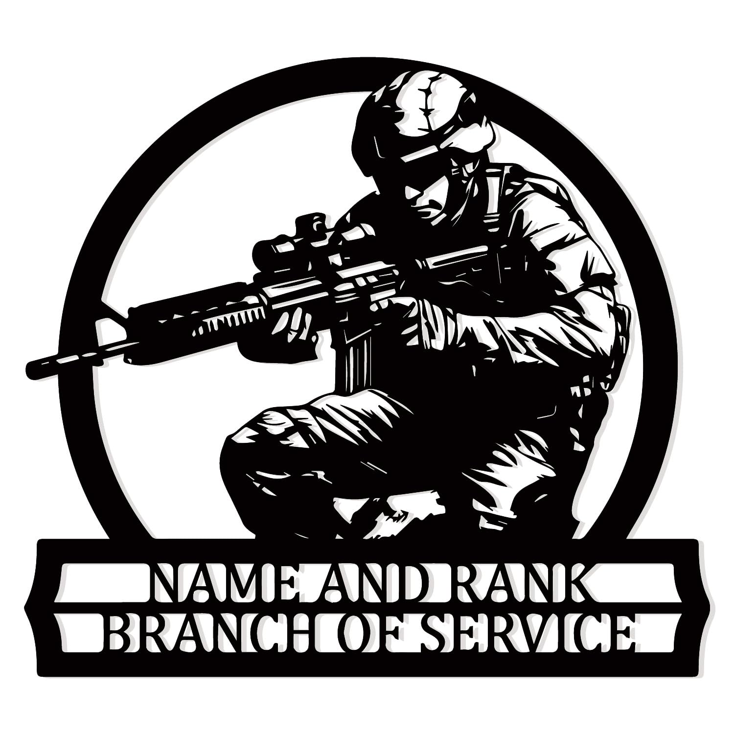 Amazon.com : TOPMIDUO Personalized Army Soldiers Silhouette Name Metal ...