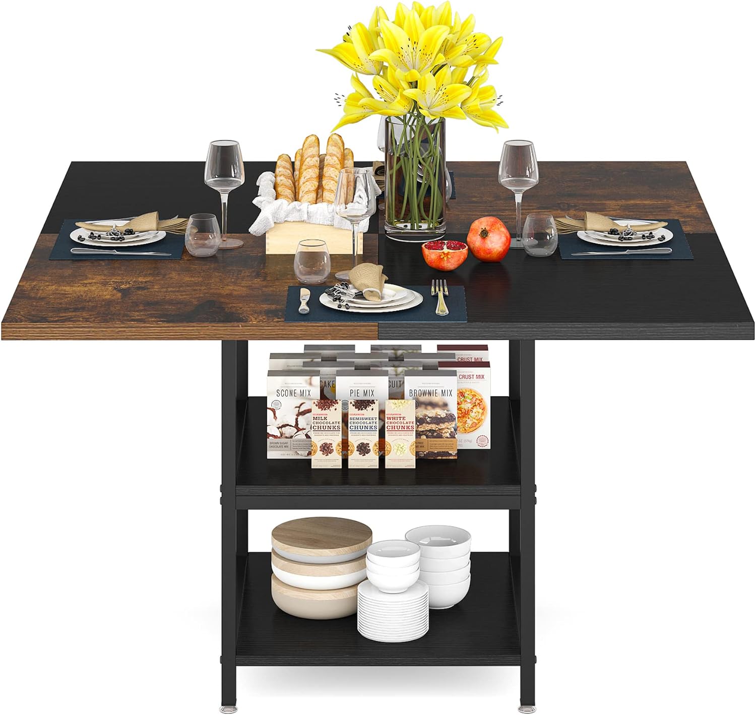 Amazon.com - LITTLE TREE Square Dining Table for 4, Small Kitchen Table ...