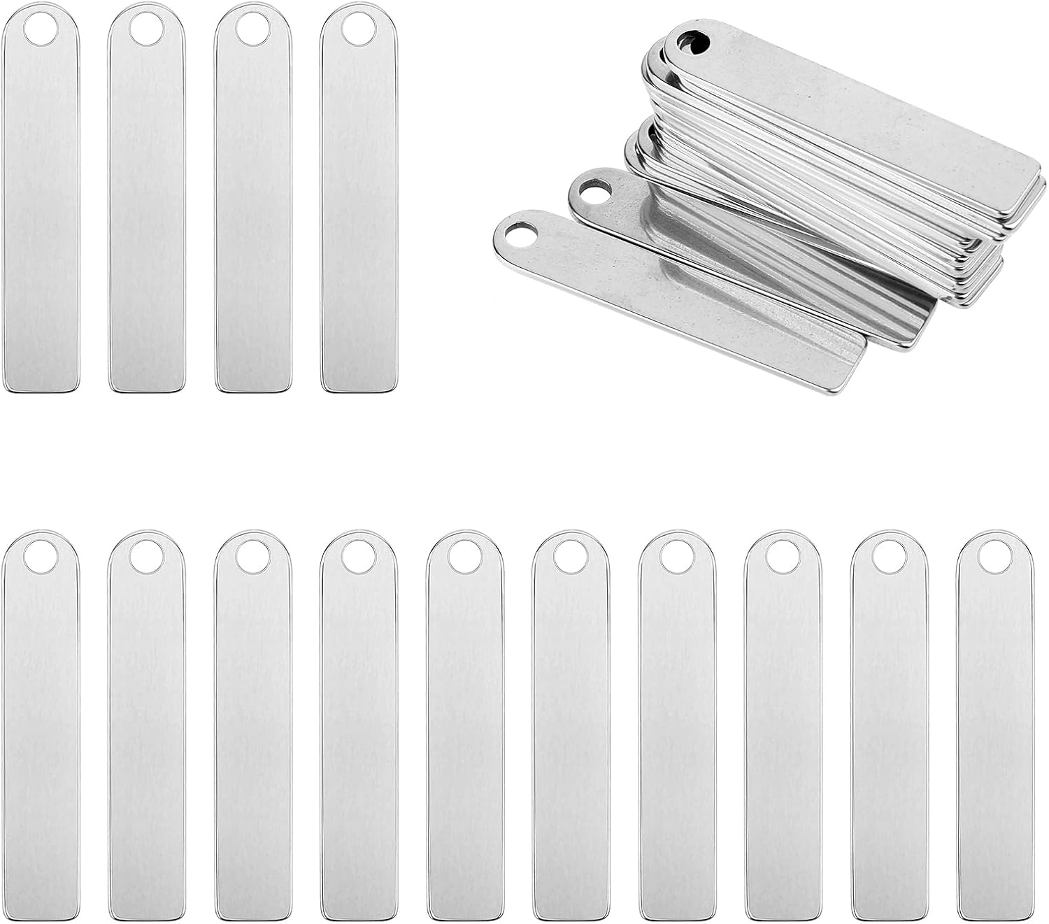 Amazon.com: 25 PCS Rectangle Blank Tags Stainless Steel Metal Stamping ...