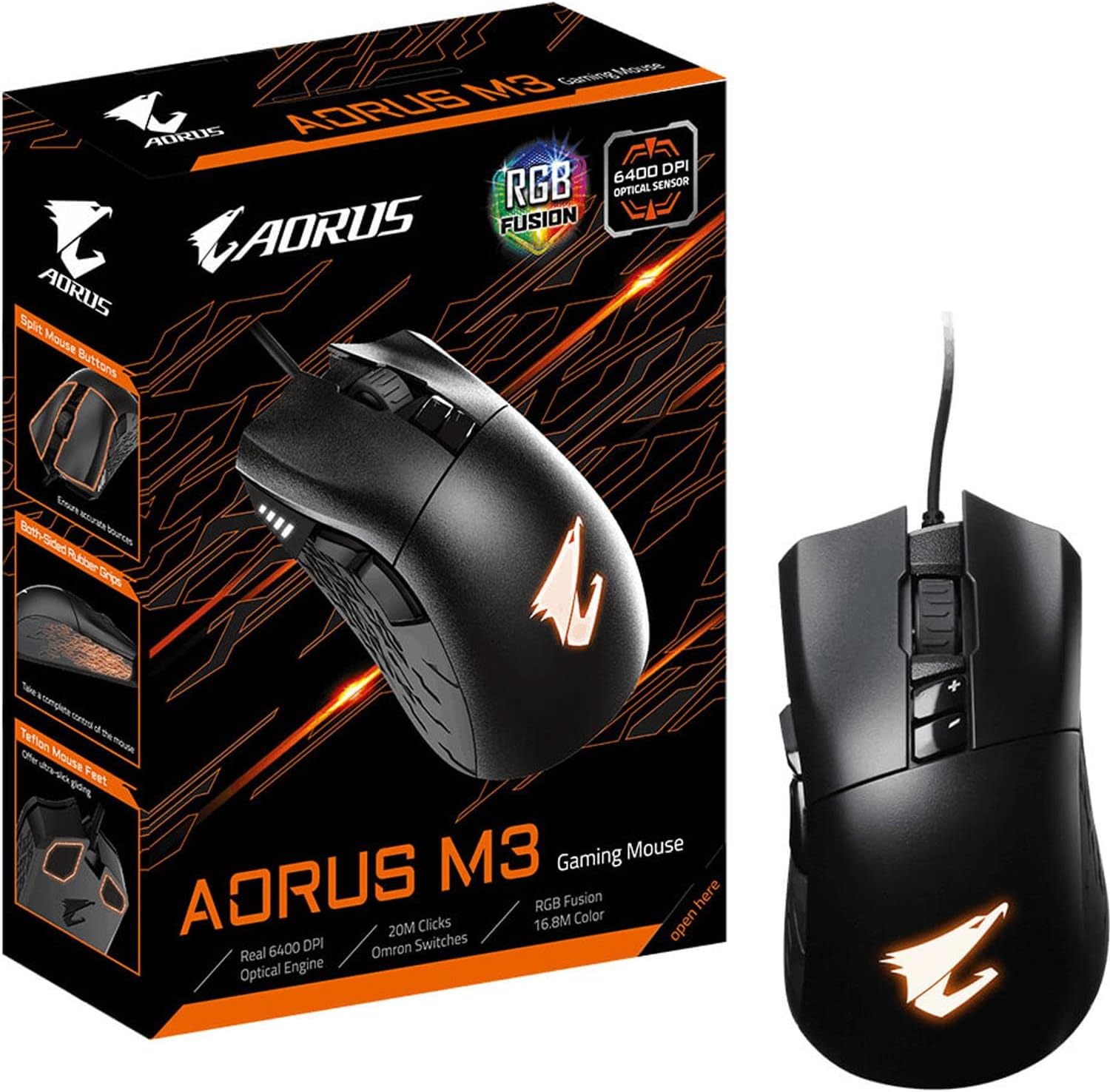 Amazon.com: AORUS M3 Accurate 6400 DPI Optical Engine, Fully ...