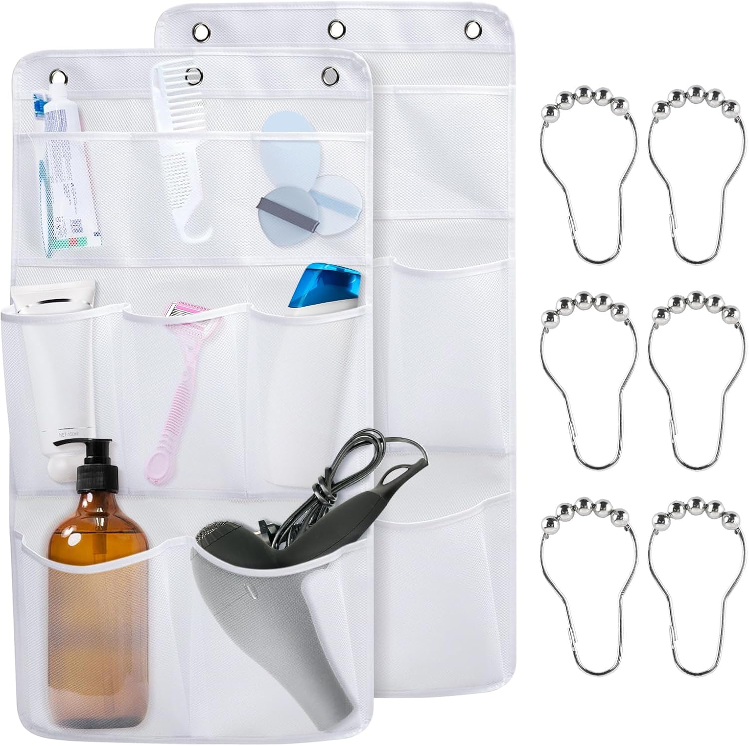 Amazon.com: 2 Pack Mesh Shower Caddy Hanging 8 Pockets Hanging Shower ...