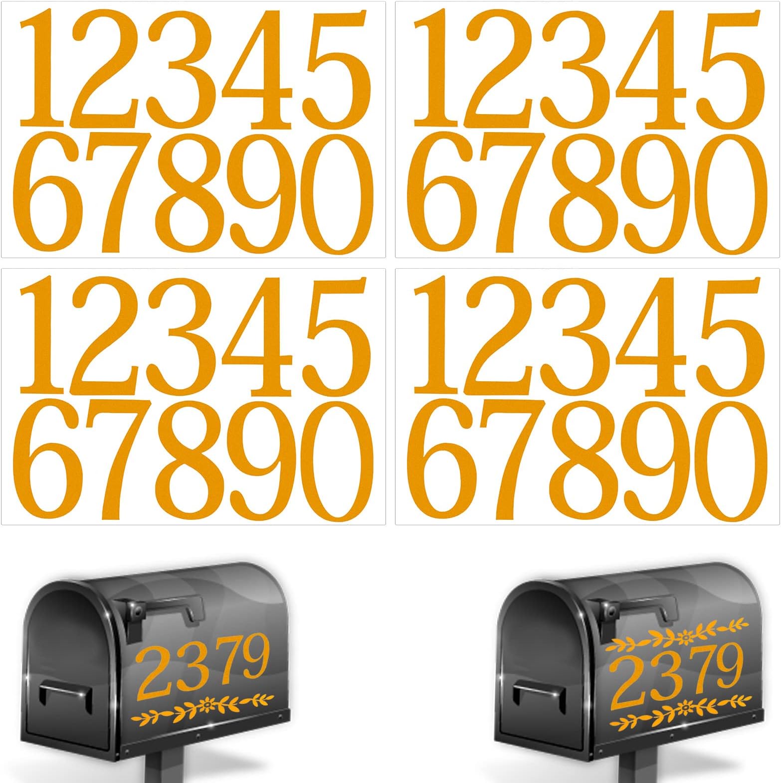 Amazon.com: 2" Metallic Gold Color, Classic Style Mailbox Numbers,Lot ...