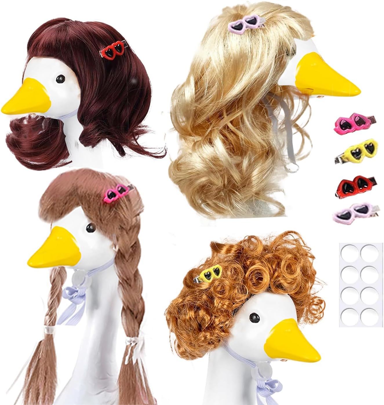 Amazon.com: 4PCS Porch Goose Wigs - Cute Lawn Goose Statue Braid Wigs ...