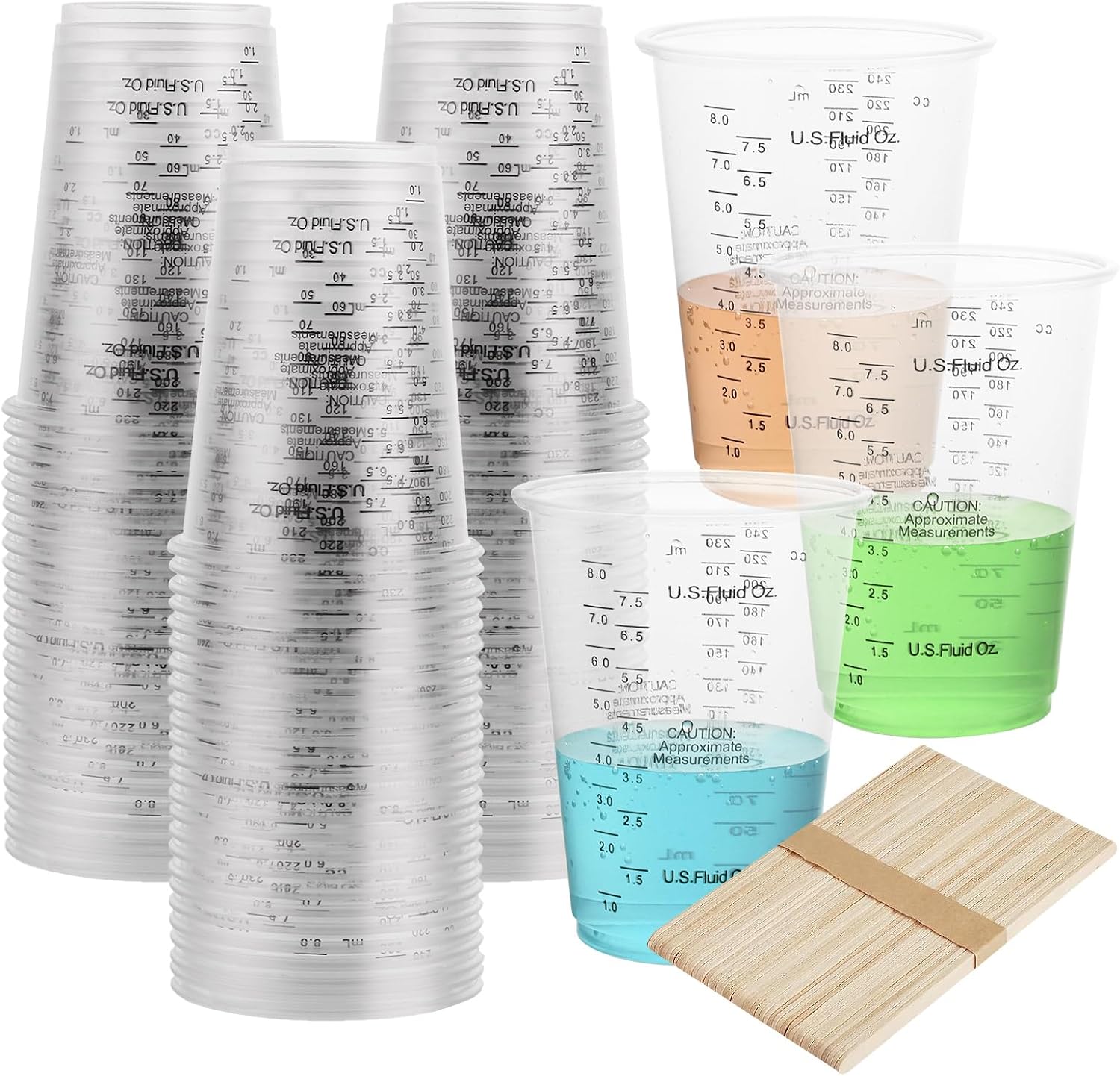 GBACHOOSE 100Pcs Resin Mixing Cups, Plastic Measuring Cups with Scale ...