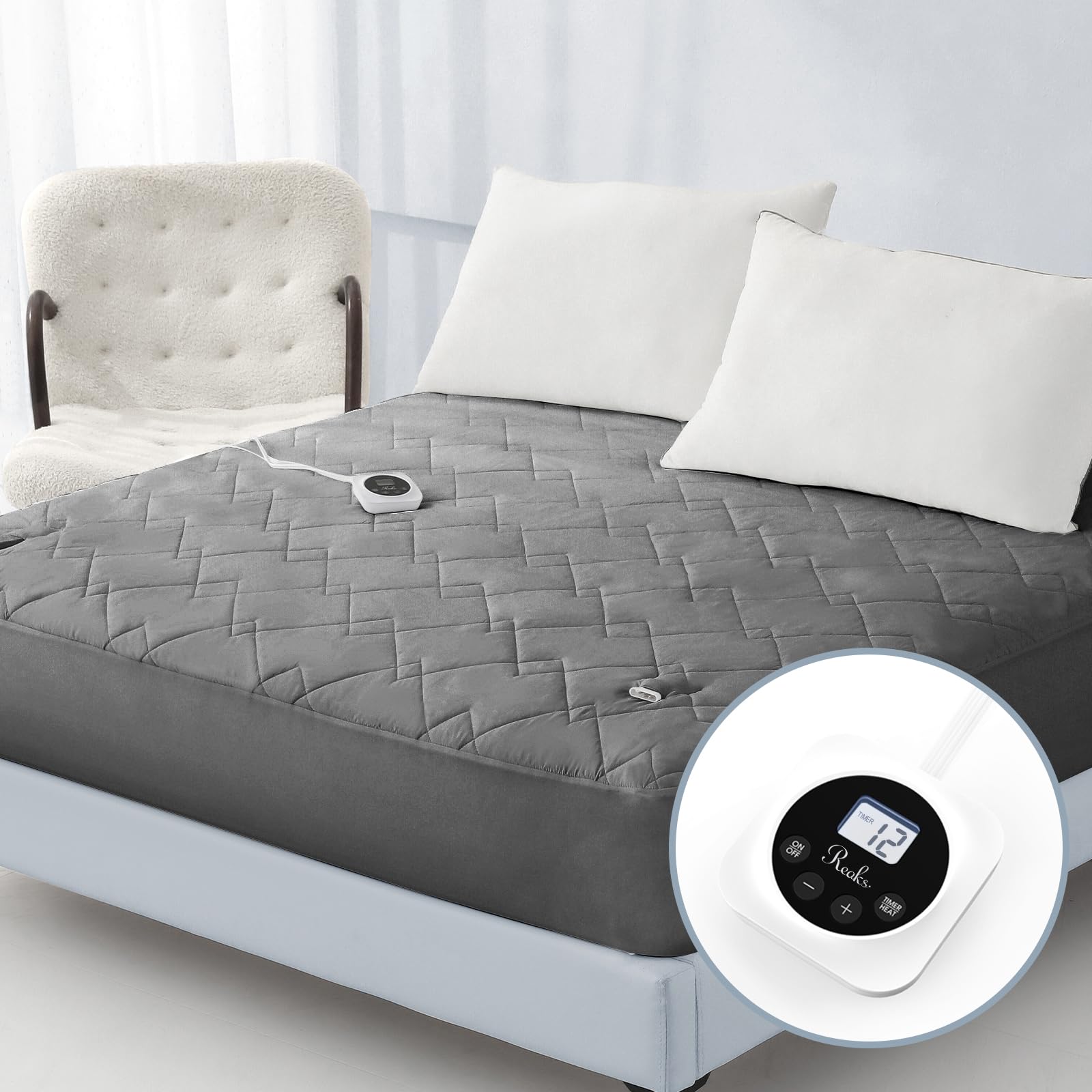 Amazon.com: Reaks Electric Mattress Pad Twin Size, Quilted Heated ...