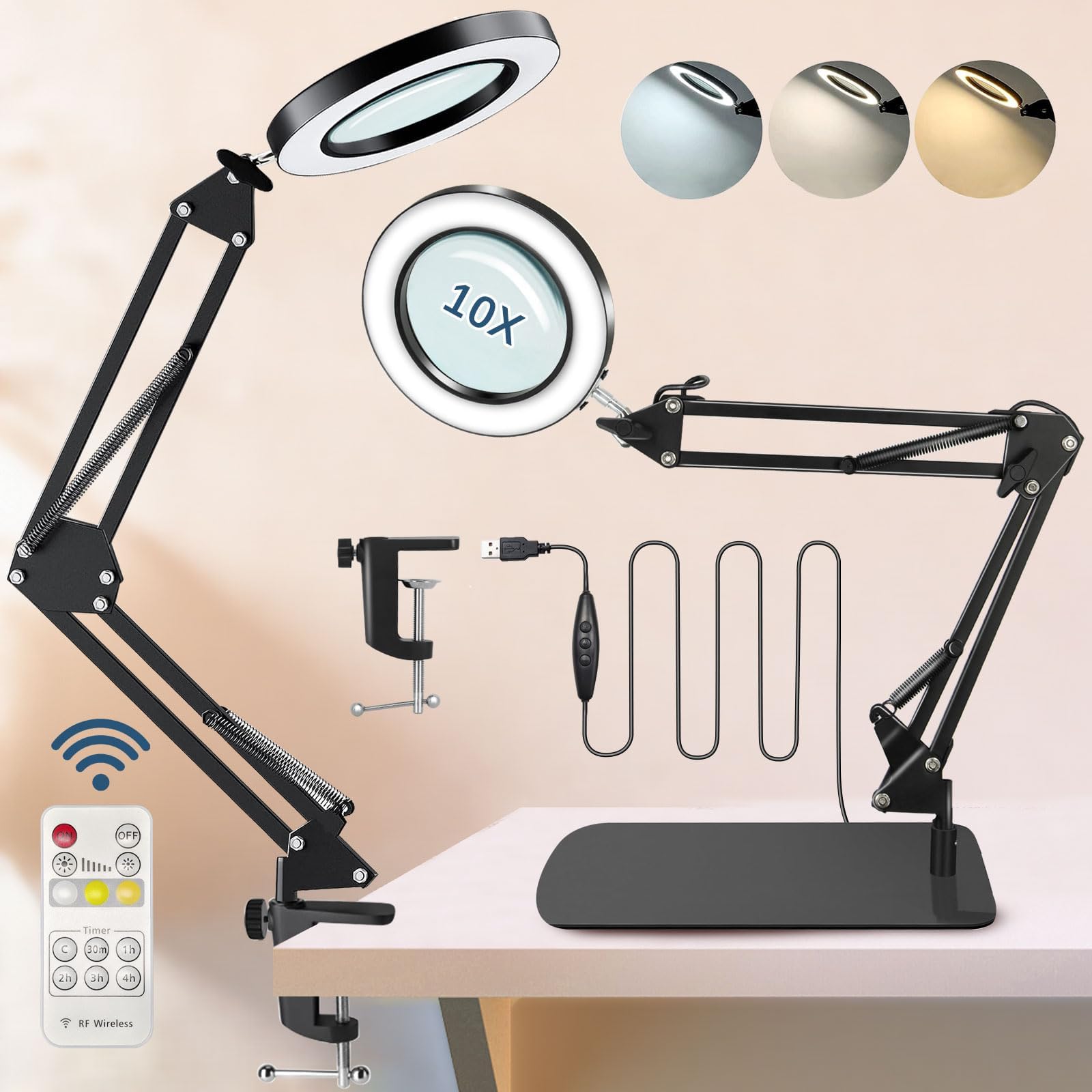 Amazon.com: Dylviw Magnifying Glass with Light and Stand, 3 Color Modes ...