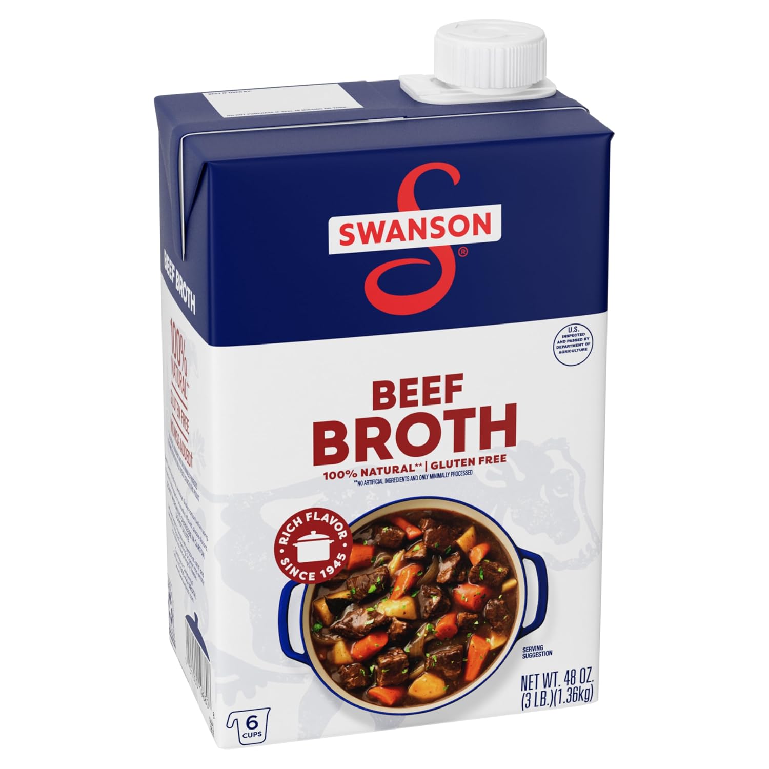 Amazon.com : Swanson 100% Natural Beef Broth, 48 oz Carton : Grocery ...
