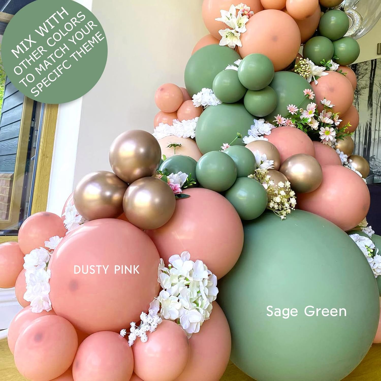 Buy Sage green Balloons Different sizes 105 PACK 18/12/10/5 inch Sage ...