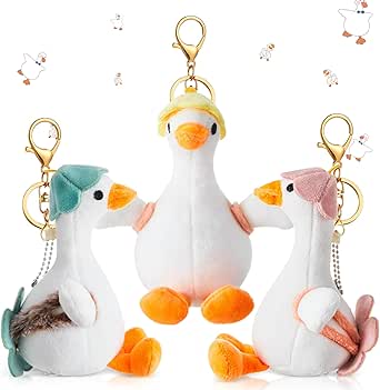 Zeyune 3 Pcs Cute Goose Plush Keychain Pendant for Backpack 5. 5 Inch ...