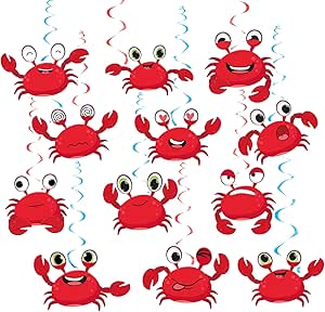 Amazon.com: 24 Pcs Crab Hanging Swirls Crab Party Decorations Crab ...