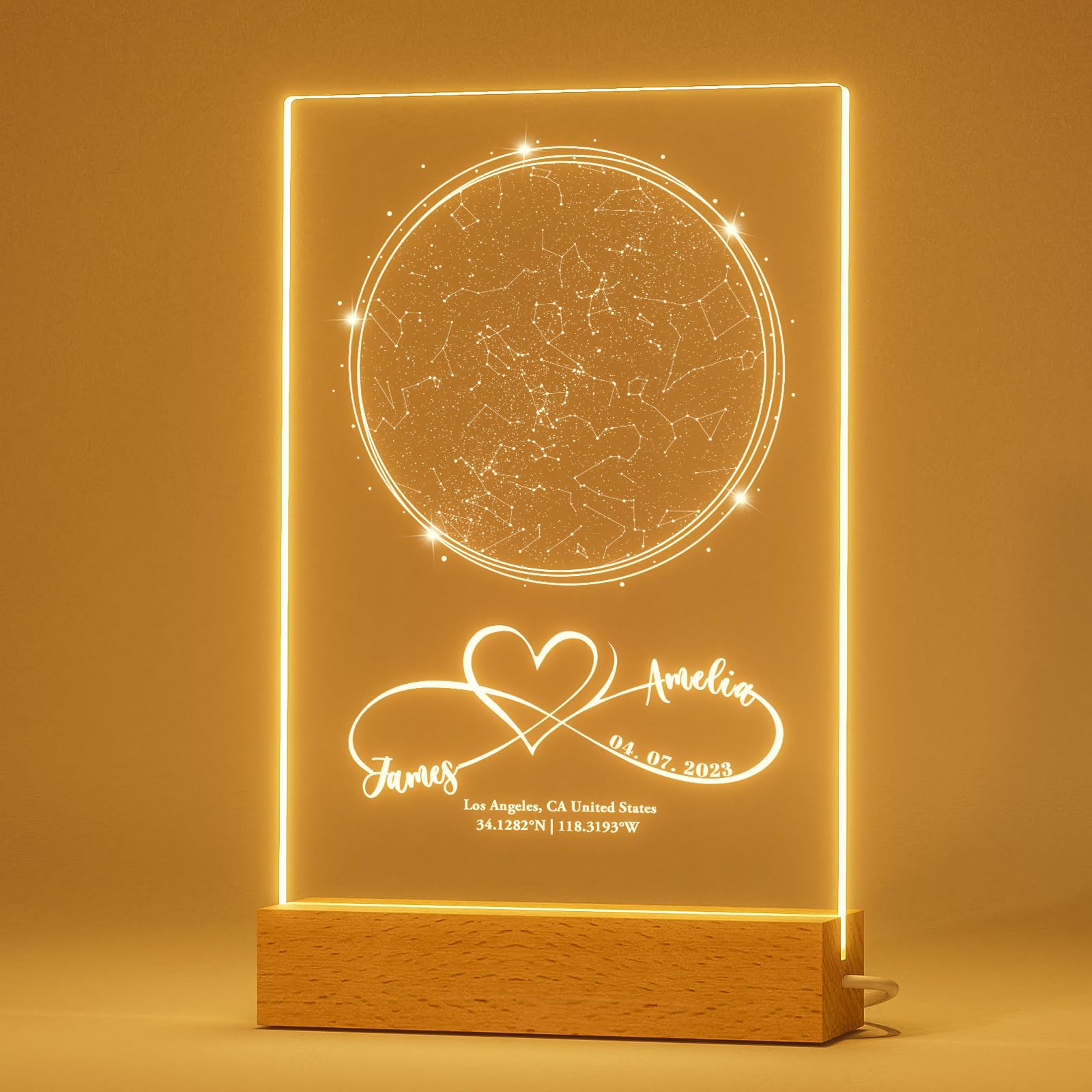 DPDP Personalised Star Map Night Light - Custom Starry Lamp with ...