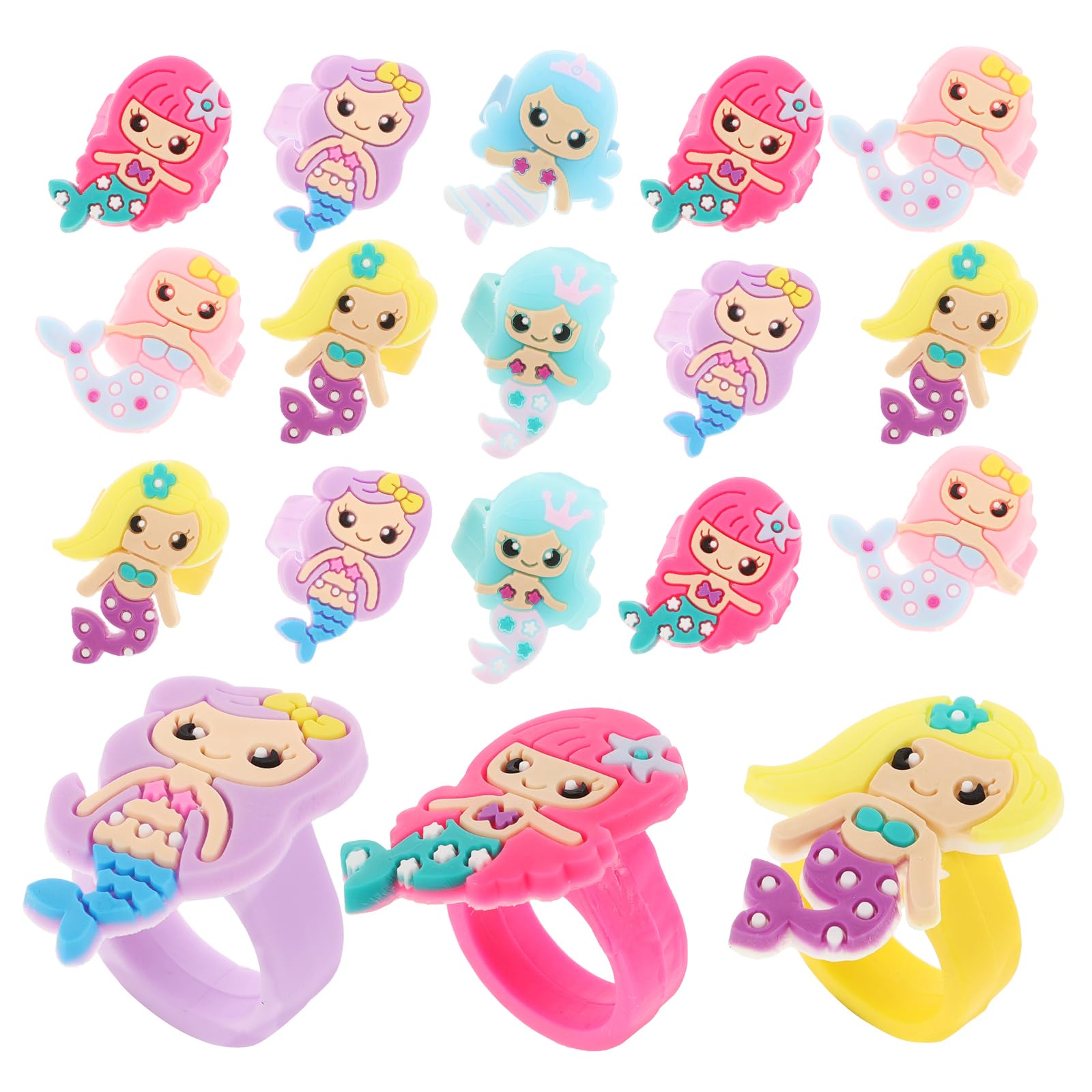 Amazon.com: Vaguelly 24PCS Mermaid Rings for Little Girls,Cute Kids ...