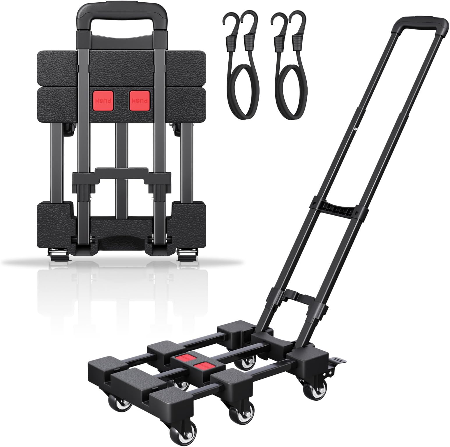 Folding Hand Truck, Pre-Installed 600lbs Heavy Duty Dolly Cart ...