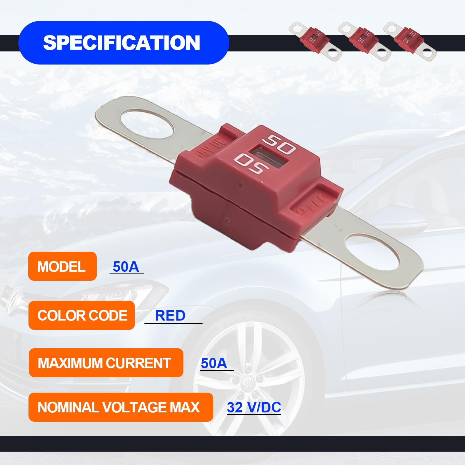 Snapklik.com : 3PCS AMI/Midi Fuse, High Current 50A, For Cars, Buses ...