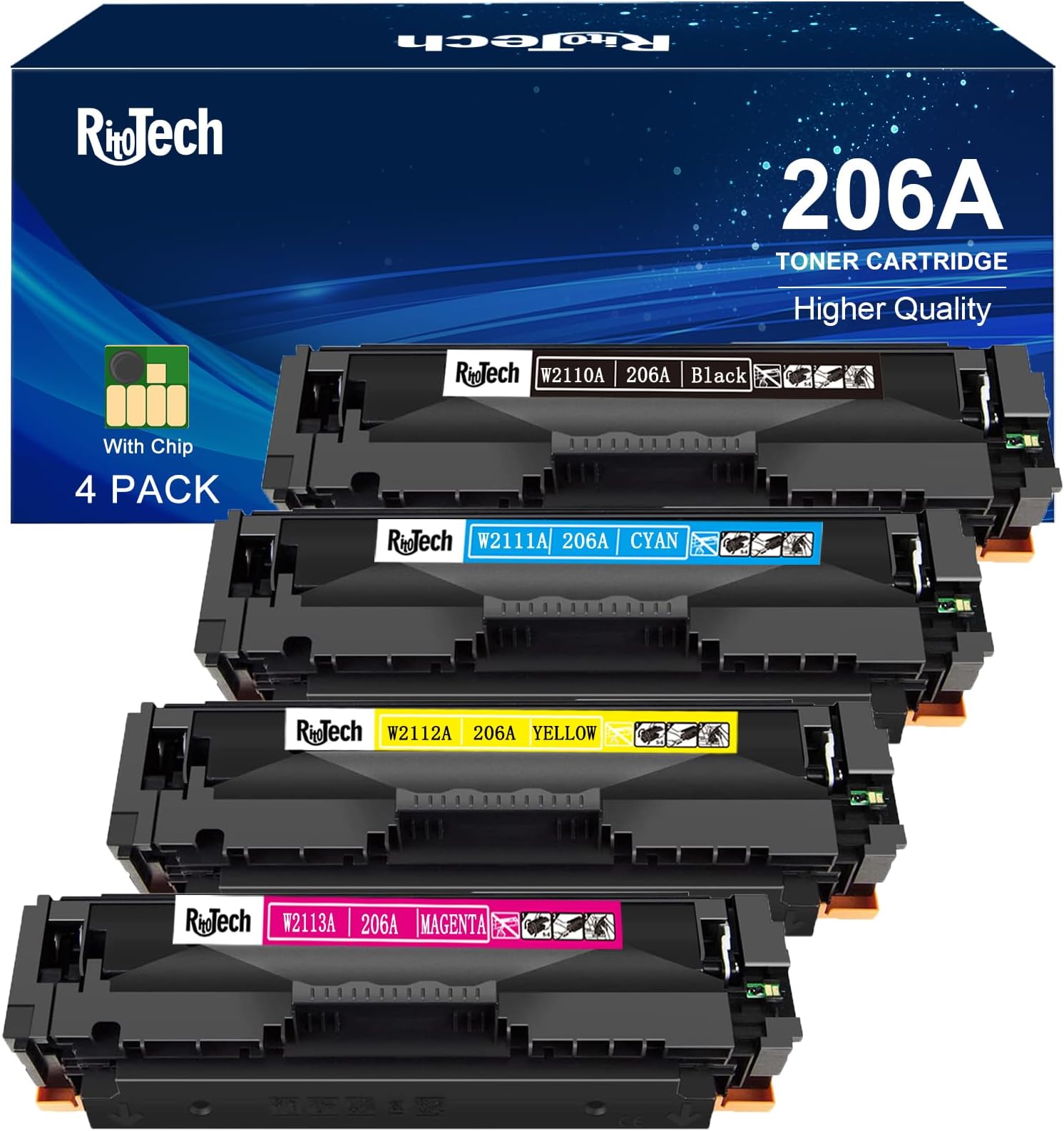 Amazon.com: 206A Toner Cartridge Black Cyan Yellow Magenta 4 Pack,with ...