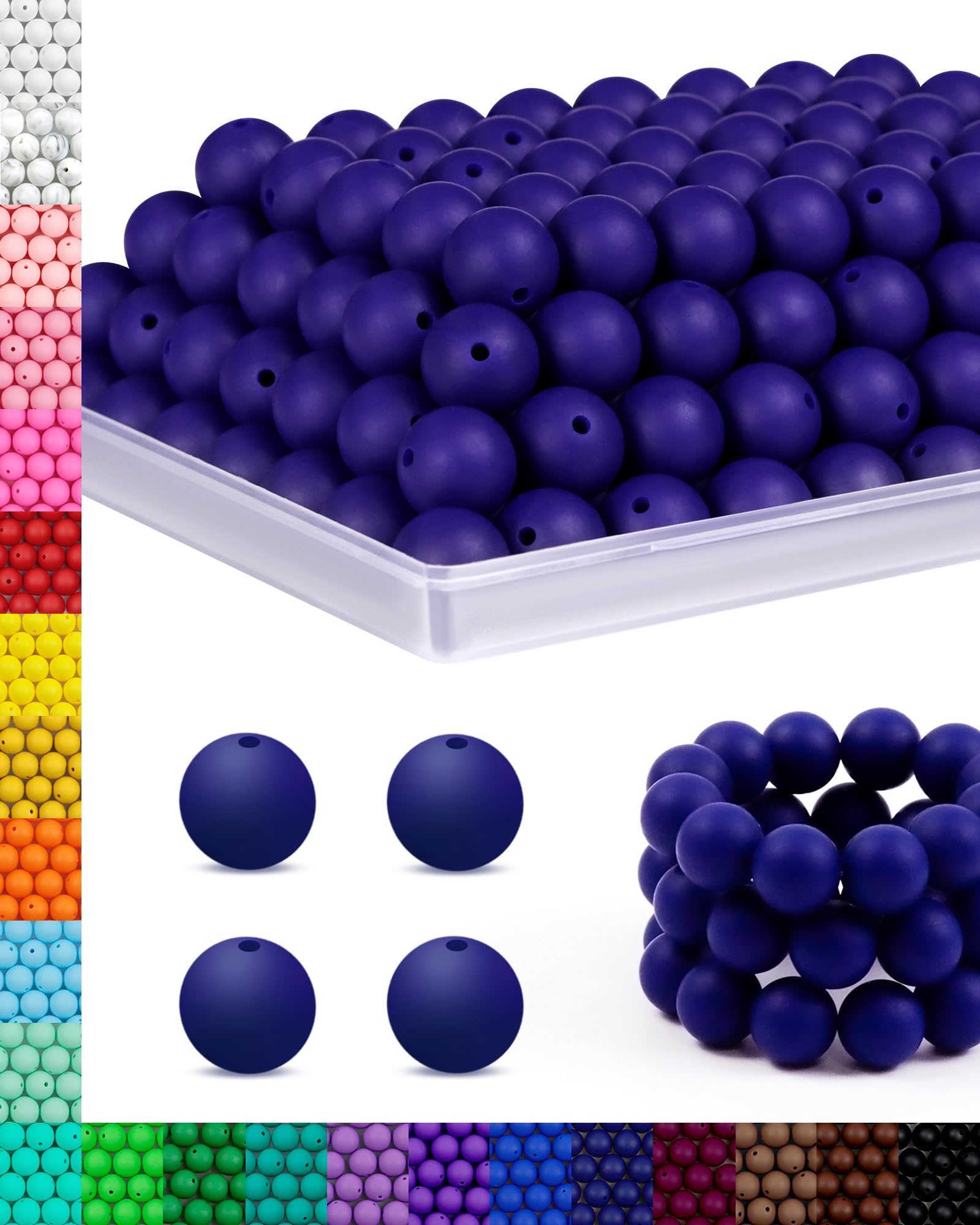 Amazon.com: 150PCS FIVEIZERO Silicone Beads 15mm for Keychain Making ...