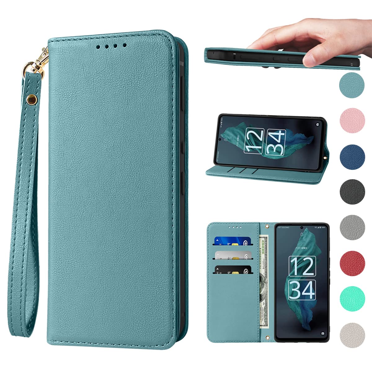 Amazon.co.jp: AQUOS R7 ケース 手帳型 アクオス R7 ケース SH-52C ケース 高質PUレザー AQUOS R7 ...