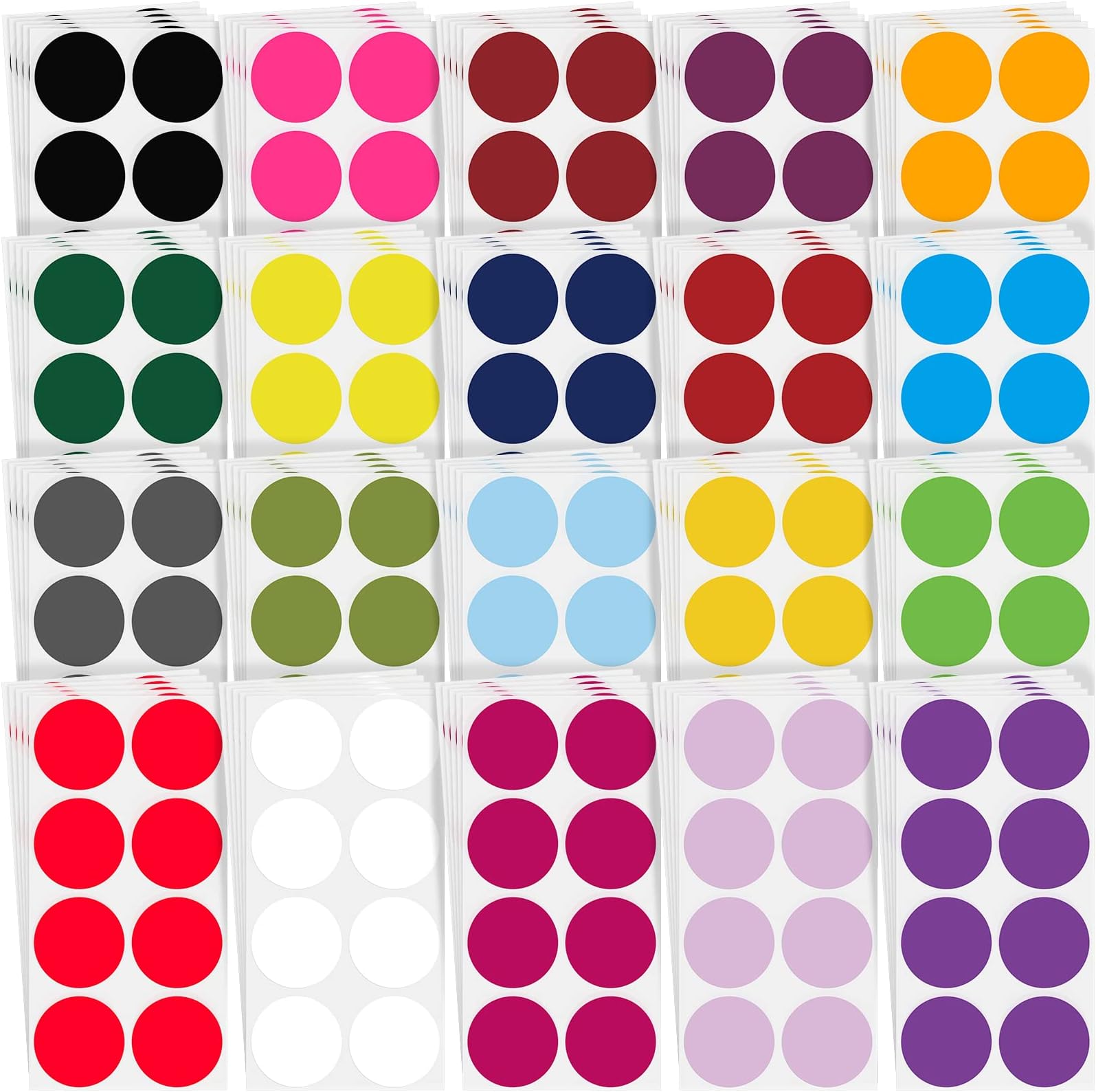 Amazon.com : 800 Pieces 2 Inch Round Color Coding Label Sticker 20 ...