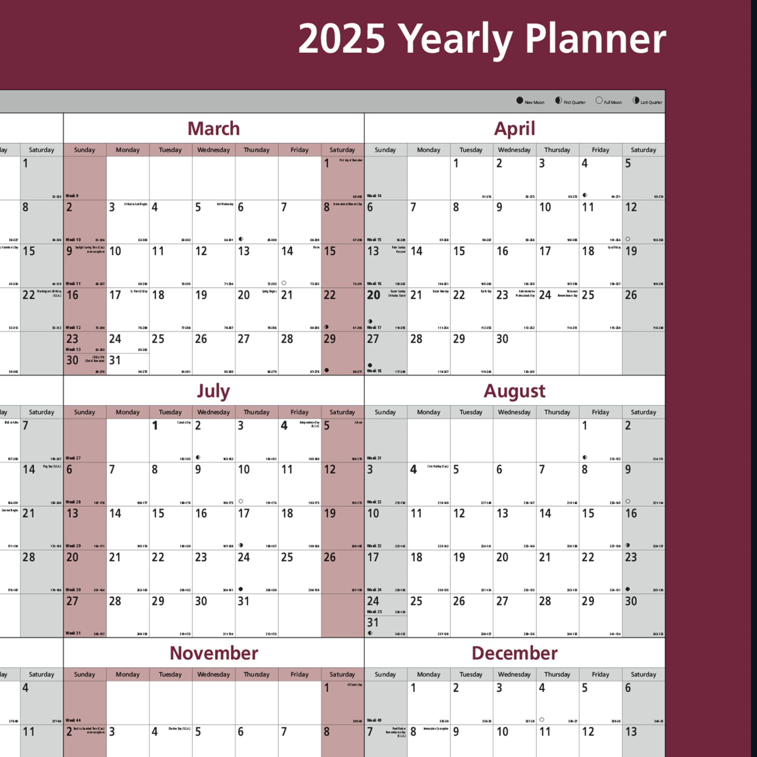 2025 Yearly Wall Planner Brownline® 2026 Yearly Wall Calendar And ...