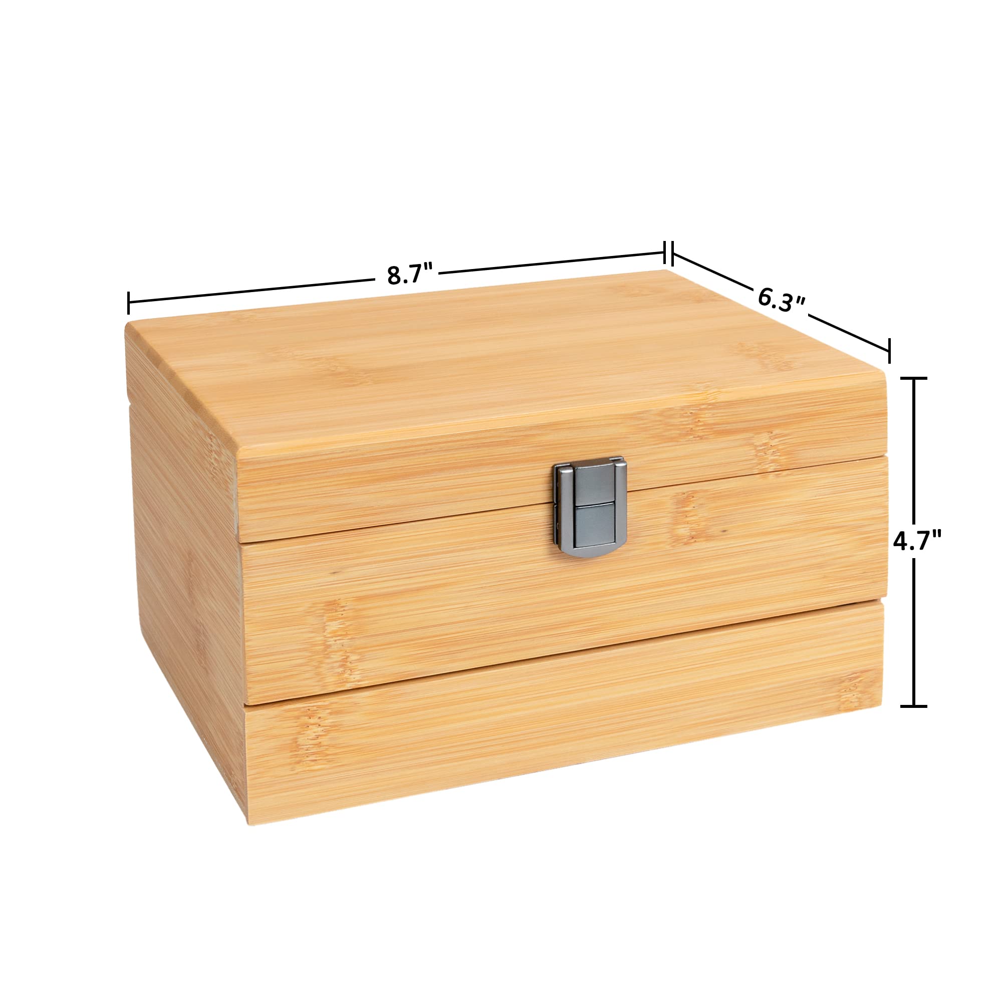 YOAYO Natural Bamboo Jewelry Box with Mirror 3 Layers Jewelry Organizer ...