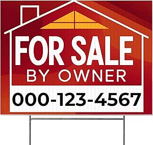 Amazon.com : 24x18" Custom For Sale by Owner Yard Sign with Stakes ...