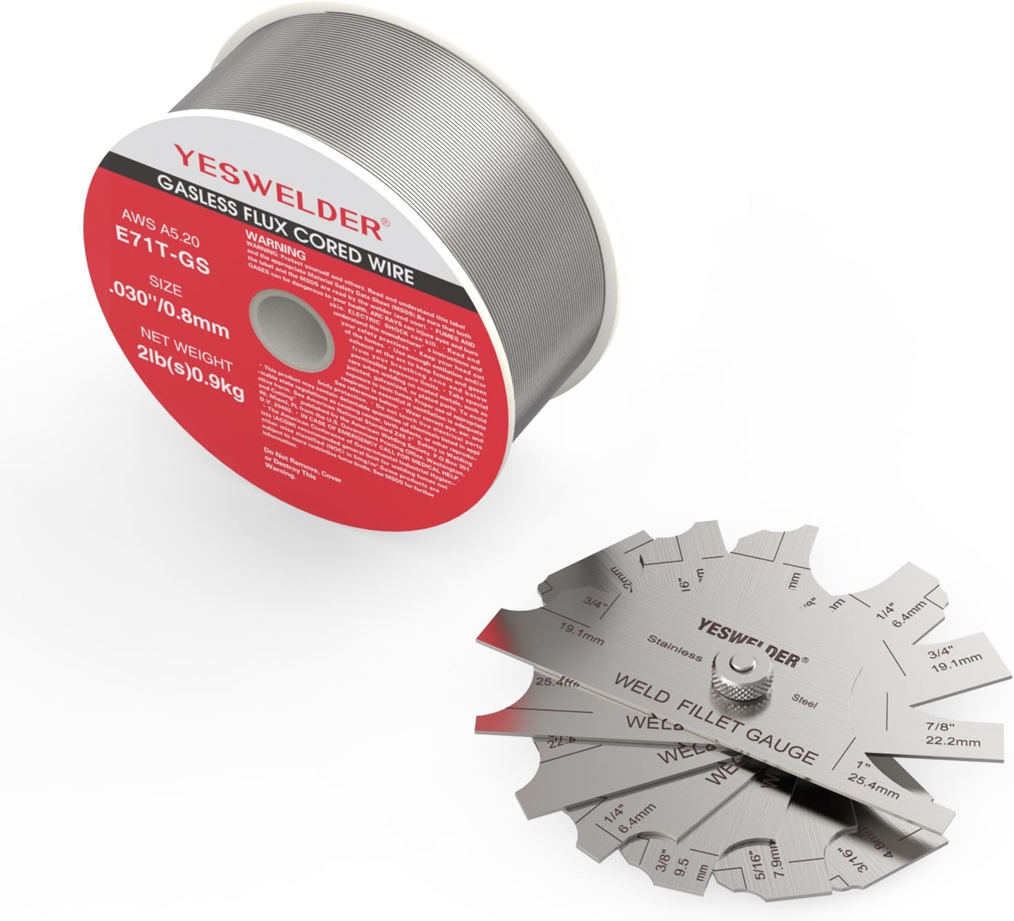 YESWELDER E71T-GS .030'' 2LB & MG-11 Metal Weld Fillet Gages Set (7PCS ...