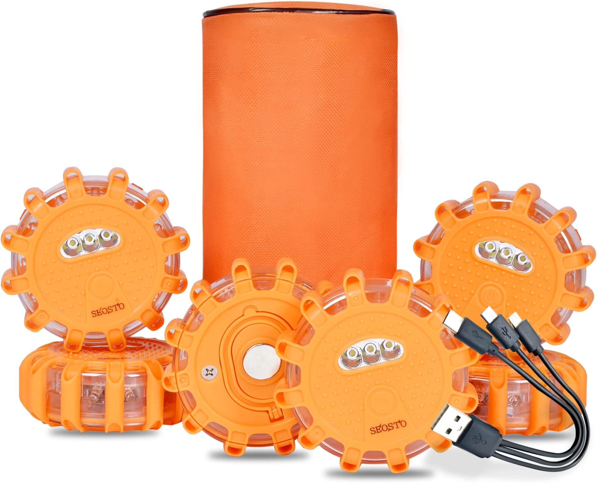 TLS USA LED Road Flares Emergency Disc Roadside Safety Light Flashing ...