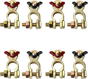 QWORK Brass Marine Grade Battery Terminal Top Post, 4 Pairs Battery ...