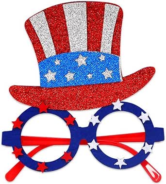 Amazon.com: SWEKKE 4th of July Felt Glasses Party Favors Top Hat Fun ...
